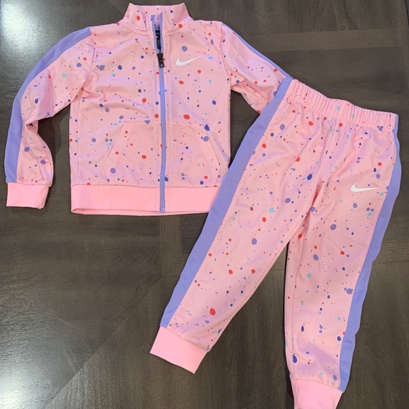 Nike | Matching Sets | Girls 4t Nike Pink Paint Splat Tracksuit 2pc Set ...